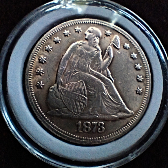 Accents | 1873 Silver Dollar Seated Liberty Coin Carson City Mint W ...